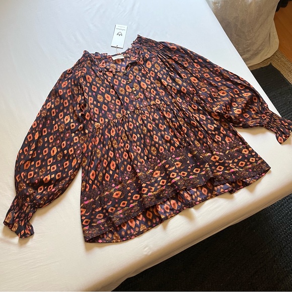 talisman | Tops | Nwt Talisman Navy Blue Orange Diamond Geo Boho ...